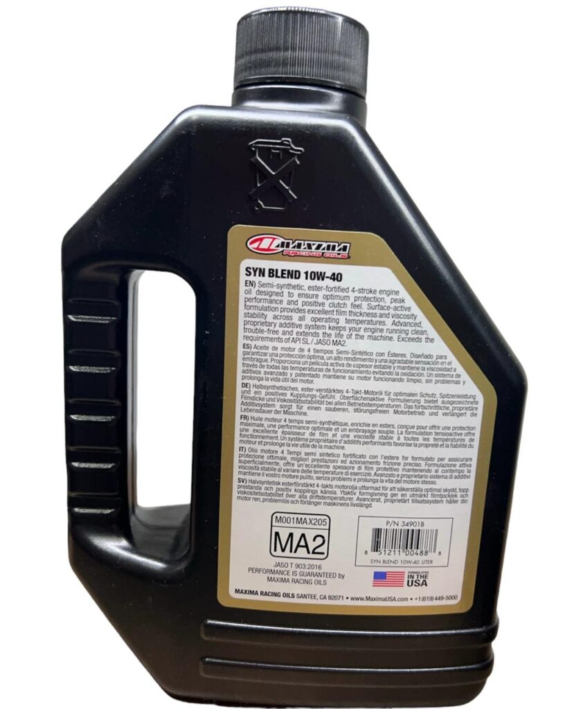 ACEITE SEMISINTETICO CON ESTER PARA MOTOS MAXIMA SYN BLEND ESTER 10W40 ...